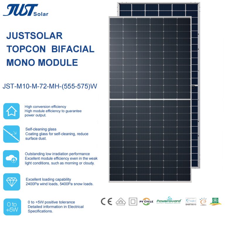 JUSTSOLAR Topcon Bifacial Mono Module Solar Panel(JST-M10-M-72-MH-(555 ...